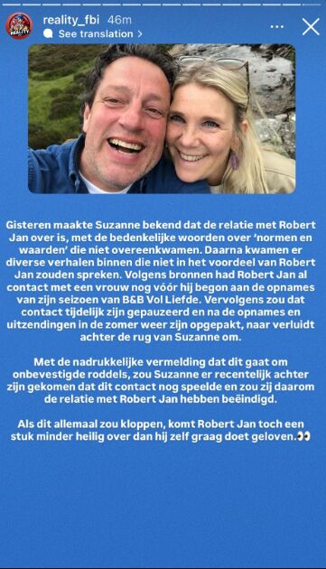 Is dit waarom Robert Jan en Suzanne uit elkaar zijn?